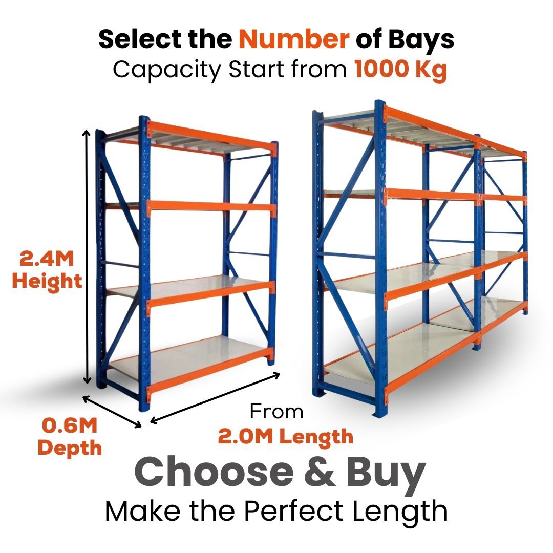 H2400 x L2000 x D600mm Range Heavy Duty Warehouse Garage Storage Steel ...