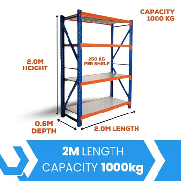 H2000 x L2000 x D600mm Range Heavy Duty Warehouse Garage Storage Steel ...
